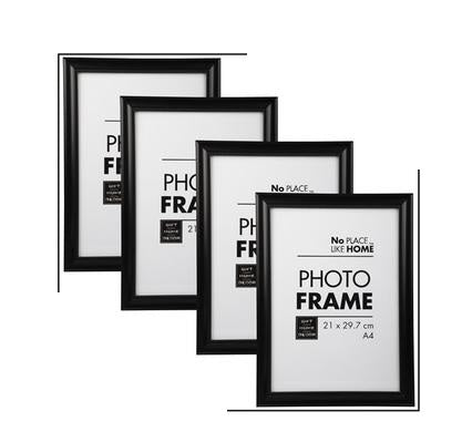 A4 Certificate Black Plastic Picture Frame [4 Piece] Set, Photo Frame ...