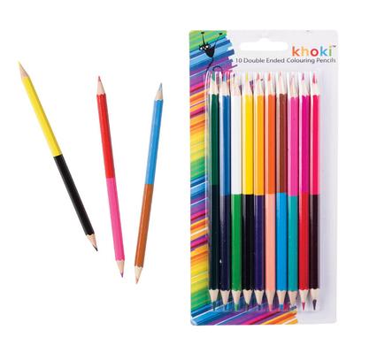 Khoki 10 Double Ended Colouring Pencils, Pack Of 10 Vibrant Colours ...