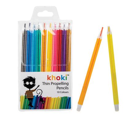 Thin Propelling Pencil/Crayons Retractable 10 Fine Colours | Avenu.co.za