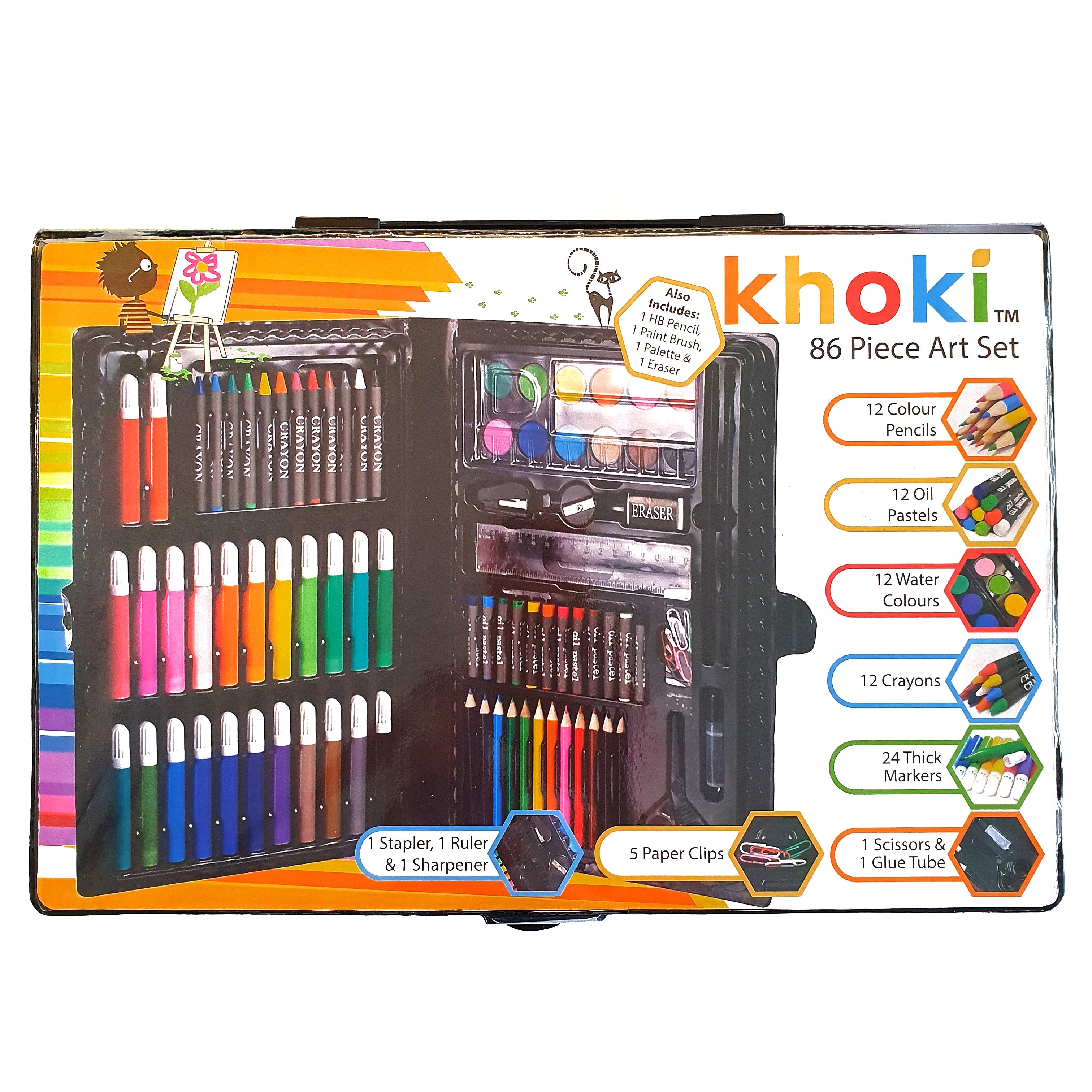 Khoki Art Set 86pc in Fold Up Carry Case | Avenu.co.za