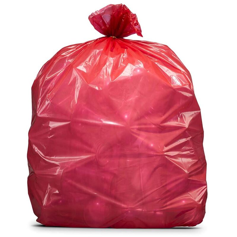 Plastic Refuse Trash Bag, Red Rubbish Bin Liner - 760 x 910mm, 30 ...