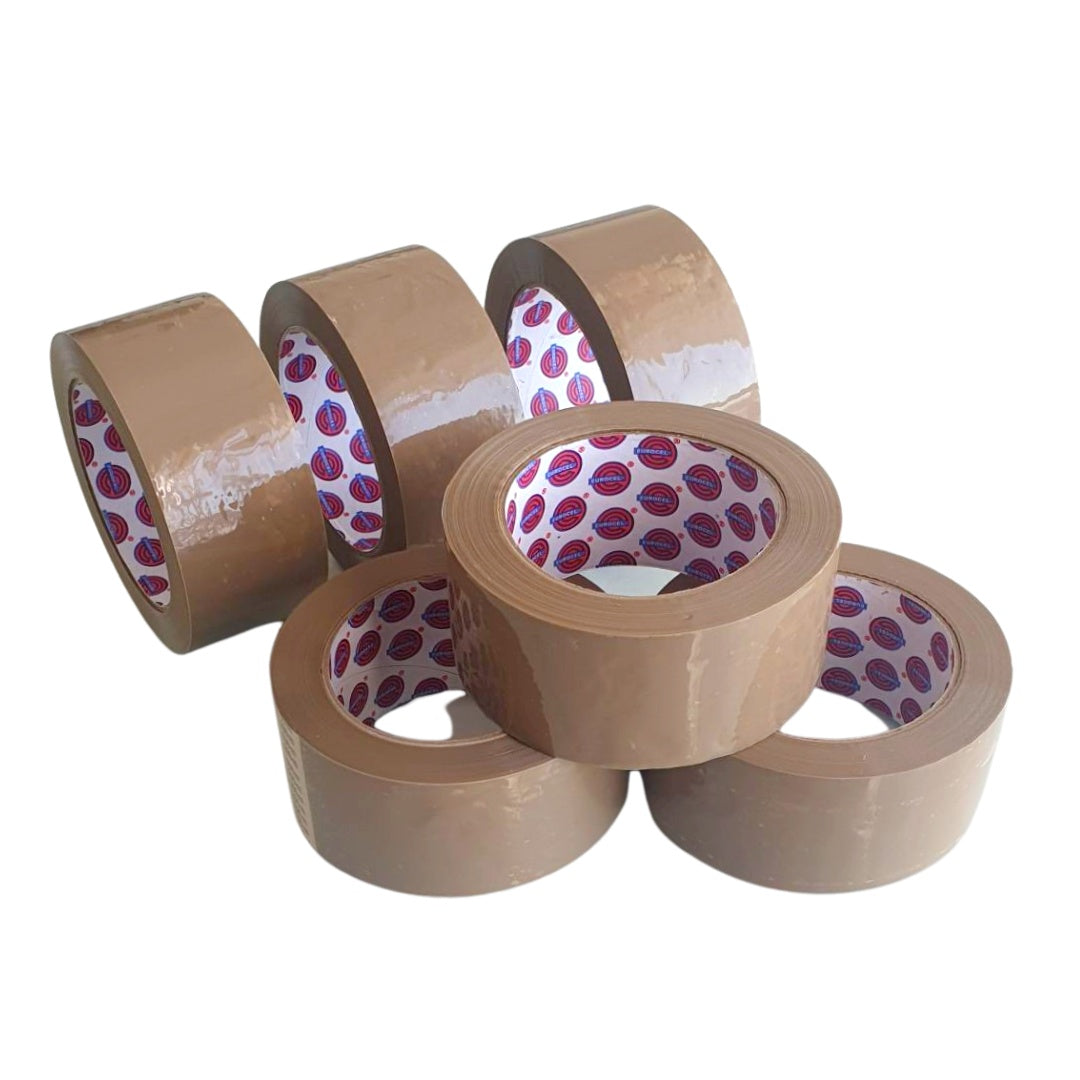 Eurocel 6 Pack Brown Packaging Tape 48mm x 100m Heavy Duty Shipping ...